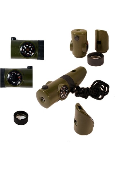 Proithalat Izci Düdüğü - Avcı Düdüğü 7in1 Pusulalı Termometreli Survival Düdük