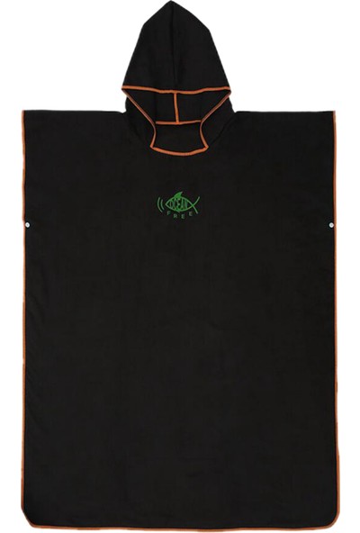 Strade Store Sörf Panço Hızlı Kuruyan Değişen Robe Sörfçü Havlu Kapüşonlu Cape Black (Yurt Dışından)
