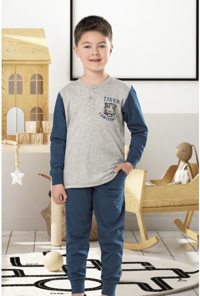 Özkan Underwear Özkan 31898 Erkek Çocuk Pamuklu Uzun Kollu Pijama Takımı