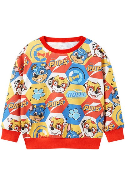 Çocuk Çizgi Film Uzun Kollu Yuvarlak Yaka Kazak