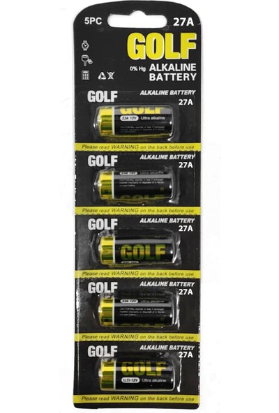 Golf Pil 27A 12V Alkalin Golf S.k 2025 5'li Golf Pil 27A 12V Alkalin Golf S.k 2025 5'li