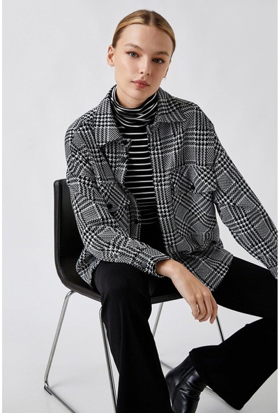 Koton Kadın Siyah Desenli Gömlek