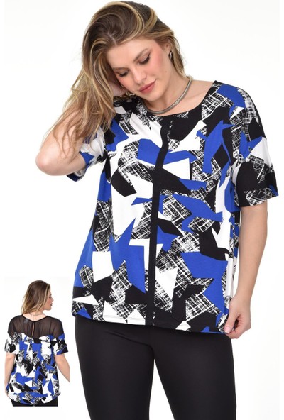 Modayız Kısa Kol Büyük Beden Sırt Detaylı Bluz 28D-1920