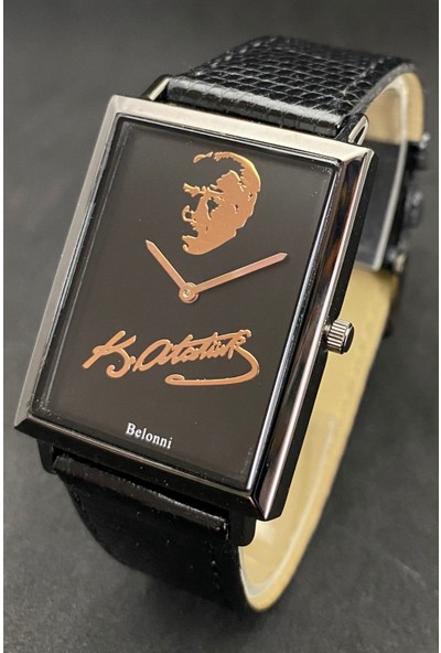 Belonni Mustafa Kemal Atatürk Imzalı Kol Saati Siyah