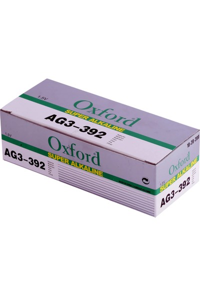 Oxford Ag3 - LR41 - 392 - SR41 1.5V Alkalin Pil 200 Adet Oxford Ag3 - LR41 - 392 - SR41 1.5V Alkalin Pil 200 Adet