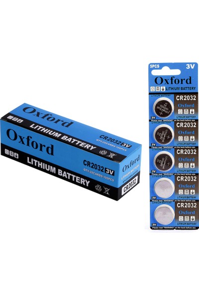 Oxford CR2032 3V Lityum Bios Pili 5'li Kartela 20 Kart 100 Adet Oxford CR2032 3V Lityum Bios Pili 5'li Kartela 20 Kart 100 Adet