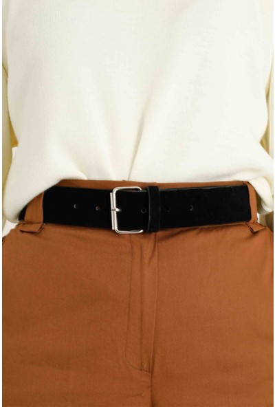 Suud Collection Siyah Kare Tokalı Süet Kemer Suud Collection Siyah Kare Tokalı Süet Kemer