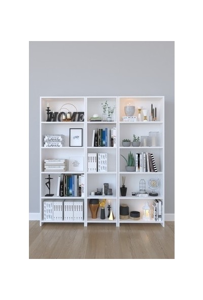 Kzy Geniş Kitaplık Parlak Beyaz