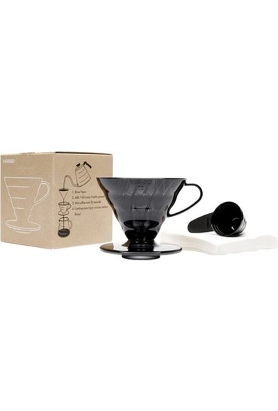Hario V60 02 Siyah Şeffaf Plastik Dripper ve 40 Lı Filtre Kağıdı Seti Hario V60 02 Siyah Şeffaf Plastik Dripper ve 40 Lı Filtre Kağıdı Seti