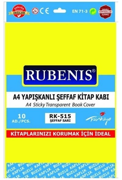 Rubenis A4 Yapışkanlı Sarı Buzlu Kitap Kabı RK-515 Rubenis A4 Yapışkanlı Sarı Buzlu Kitap Kabı RK-515