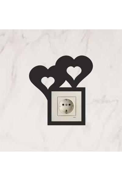 Şehrin Hediyecisi Kalpli Ahşap Dekoratif Priz Çerçevesi