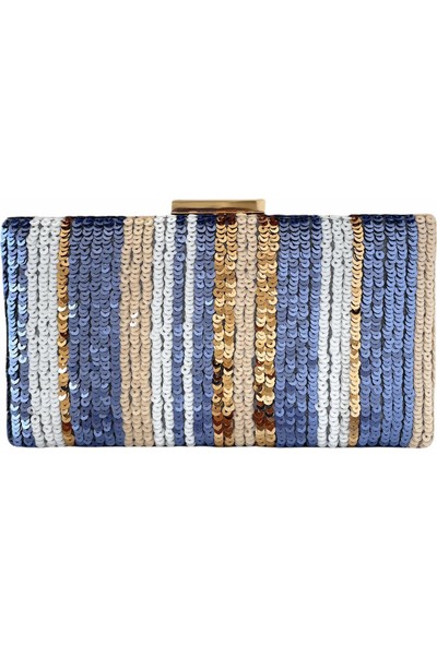 Marnier Çizgili Payet Kumaş Işleme Kadın Çanta