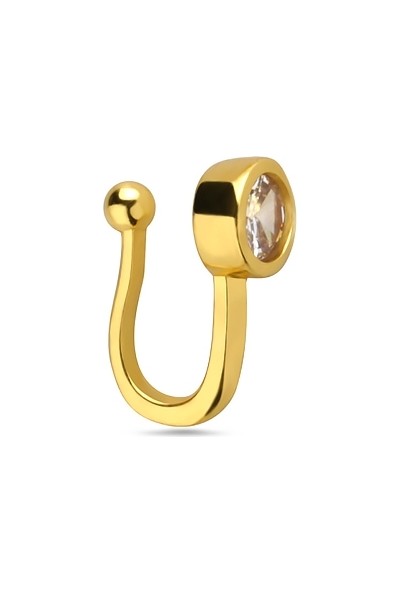 Chavin Kadın Taşlı Gold Burun Piercing Hızma