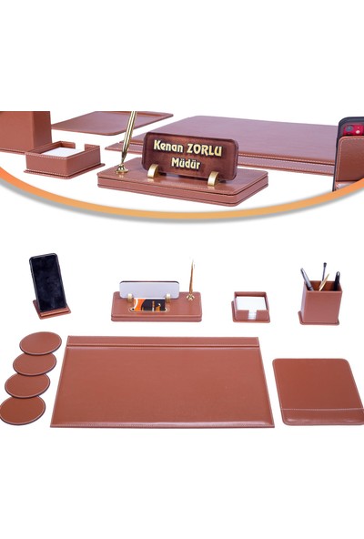 İsimlik Sepeti Taba Alaska Deri Sümen Takımı Masa Isimliği Hediyeli Sümen Seti