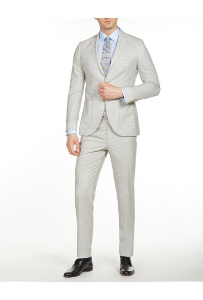 Bisse Slim Fit 6 Drop Kareli Takım Elbise