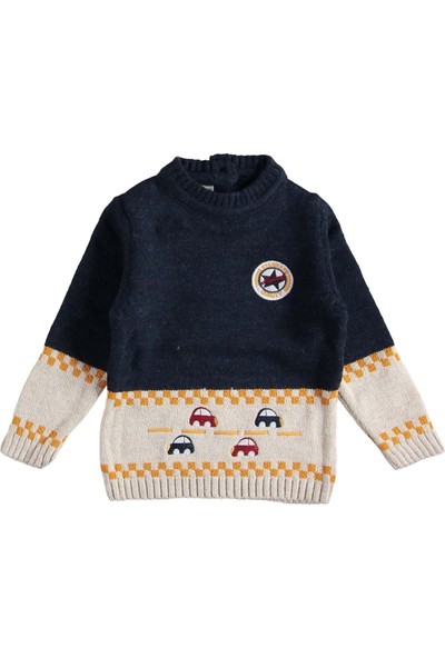 Cloudy 6-18 Ay Araba Nakışlı Erkek Bebek Kazak Lacivert - 12-18 Ay Cloudy 6-18 Ay Araba Nakışlı Erkek Bebek Kazak Lacivert - 12-18 Ay