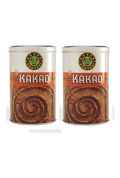 Kahve Dünyası 2'li Kakao Tozu 250 gr Teneke Kutu Kahve Dünyası 2'li Kakao Tozu 250 gr Teneke Kutu