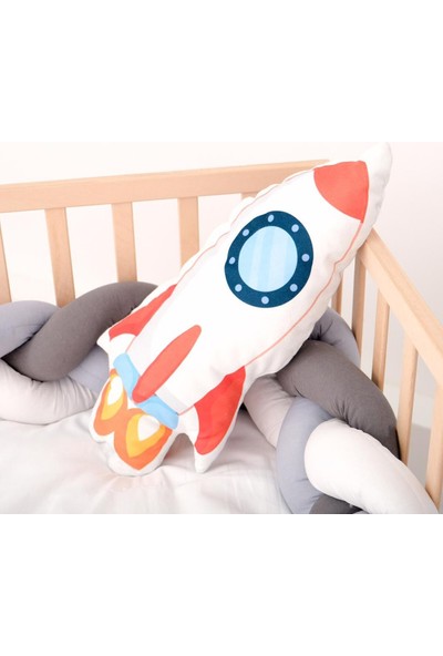 İnstababyrooms Roket Desenli Uyku Arkadaşı Dijital Baskılı Dekoratif Yastık
