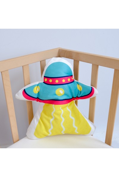 İnstababyrooms Sarı Ufo Desenli Uyku Arkadaşı Dijital Baskılı Dekoratif Yastık