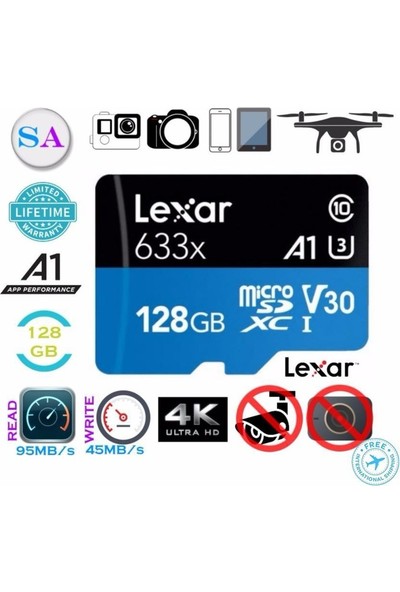 Aoting % 100 Orijinal Lexar Micro Sd Kart 128GB Yüksek Performanslı 256GB Tf Kart 95 MB / S 633X Mikro Sd (Yurt Dışından) Aoting % 100 Orijinal Lexar Micro Sd Kart 128GB Yüksek Performanslı 256GB Tf Kart 95 MB / S 633X Mikro Sd (Yurt Dışından)
