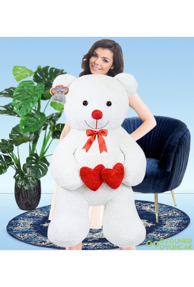Özgüner Oyuncak 130 cm Çift Kalp Tutan Peluş Ayı