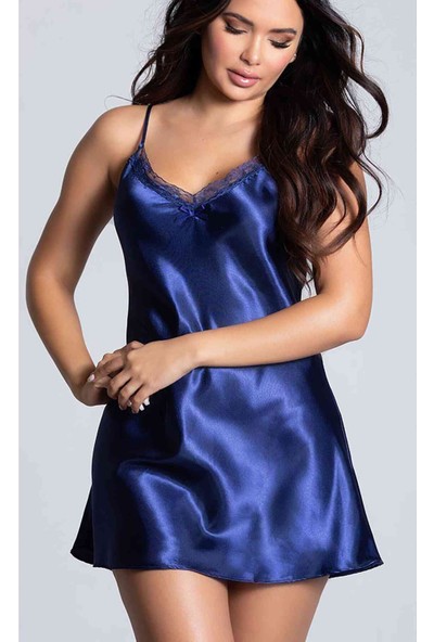 Night Hot Butik Kısa Saten Gecelik Lacivert Night Hot Butik Kısa Saten Gecelik Lacivert