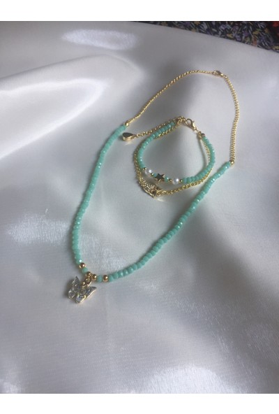 Furma Kadın Kelebek ve Baykuş Figürlü Kolye ve Bileklik Set