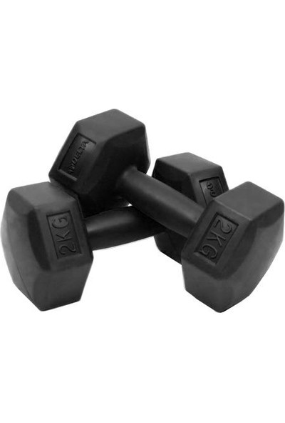 Delta 2 kg x 2 Adet Köşeli Siyah Plastik Dambıl Ağırlık Seti