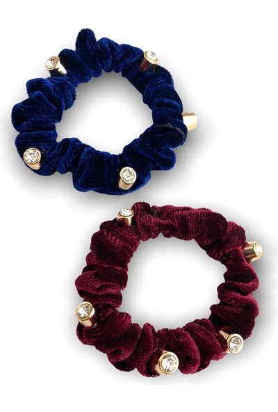 ÇLK Accessories 2 Li Taşlı Kadife Lastik Toka