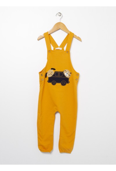 Mammaramma CB-18X U Yaka Hardal Standart Kalıp Nakışlı Bebek Salopet