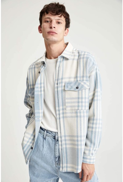 DeFacto Oversize Fit Ekose Desenli Uzun Kollu Oduncu Gömlek V5497AZ21AU