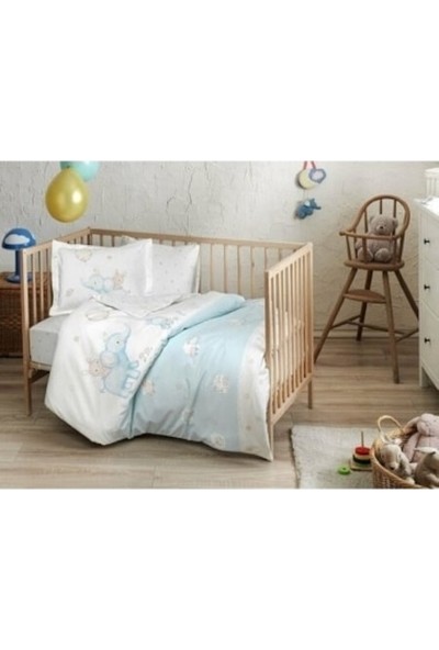 Taç Baby Elephant Mavi Bebek Nevresim Takımı