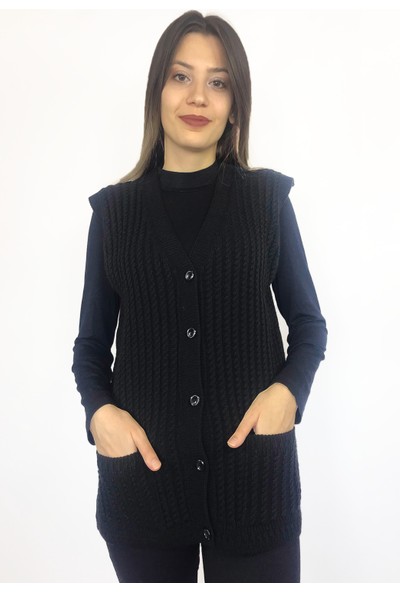 Dinçerler Tekstil Kadın V Yaka Yün Triko Anne Saç Örgü Yelek Dinçerler Tekstil Kadın V Yaka Yün Triko Anne Saç Örgü Yelek