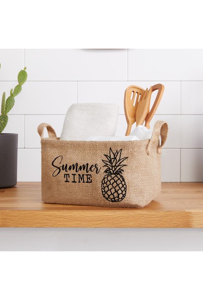 Ocean Home Summer Time Baskılı Jüt Sepet 24X17X14 Ocean Home Summer Time Baskılı Jüt Sepet 24X17X14