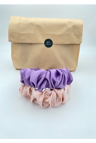 White Alamode Saten Serisi Pembe&lila Taç Seti