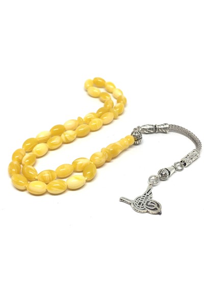 Tesbih Pasajı Küçük Boy Kokulu Sarı Hareli Sıkma Toz Kehribar