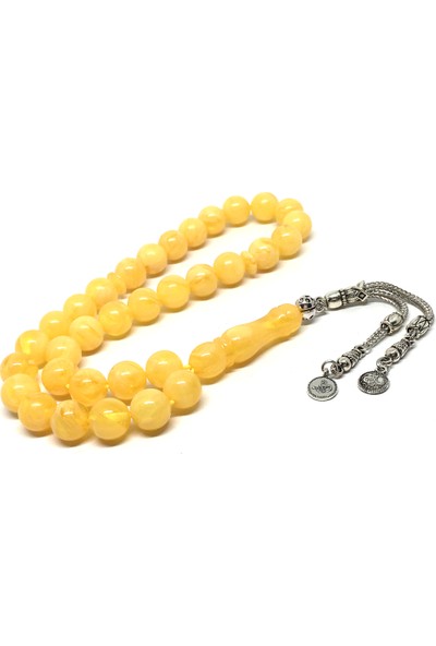 Tesbih Pasajı Sarı Hareli Reçine Kokulu Sıkma Toz Kehribar Tesbih