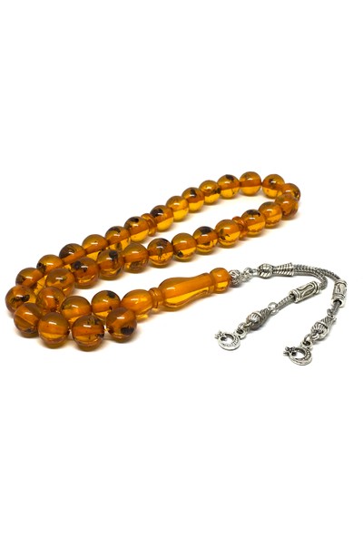 Tesbih Pasajı Fosilli Toz Kehribar Tesbih