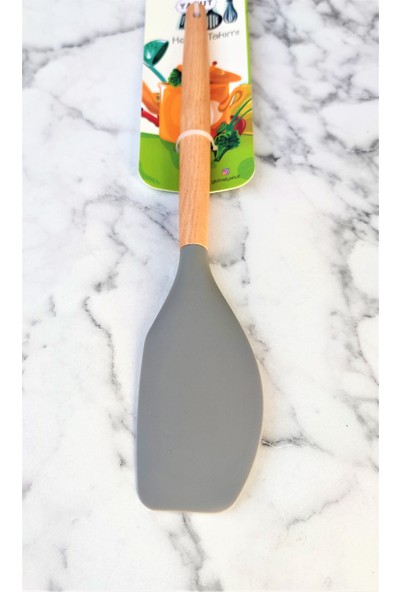Göksan Mutfak Silikon Spatula Bambu Saplı Gri