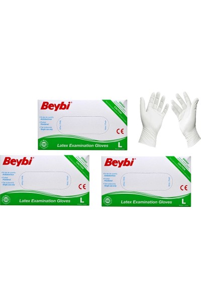 Beybi Pudralı Lateks Muayne Eldiveni 100'LÜ x 3 S Beybi Pudralı Lateks Muayne Eldiveni 100'LÜ x 3 S