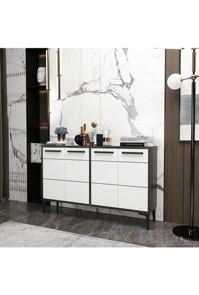 Zerka Concept Marden Konsol Tv Sehpası Tv Ünitesi Antrasit Beyaz