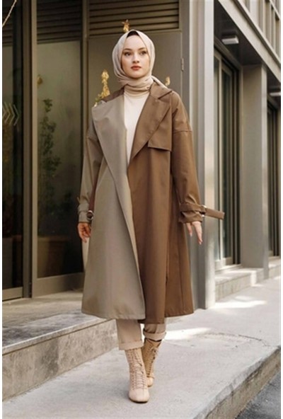 Moda Periy Su Geçirmez Garnili Çift Renkli Trençkot 10016 Taba Moda Periy Su Geçirmez Garnili Çift Renkli Trençkot 10016 Taba