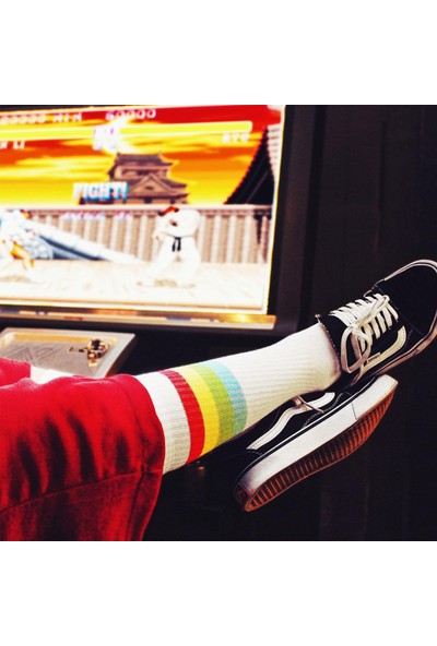 Bies Tekstil Düz Renk Çizgili Diz Altı Pamuklu Çorap Bies Tekstil Düz Renk Çizgili Diz Altı Pamuklu Çorap