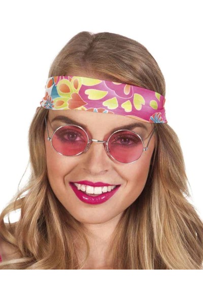 Fokul Pembe Renk Camlı 60 Lı Yıllar Hippi Lennon Gözlüğü