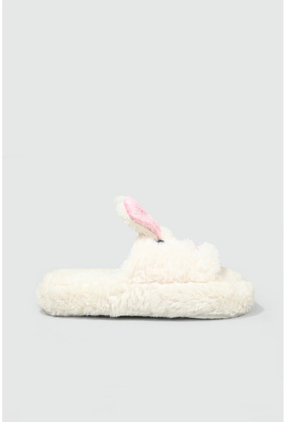 Carla Bella Ev Içi Yumuşak Hafif Tüylü Krem Unisex Terlik Tyrab-1