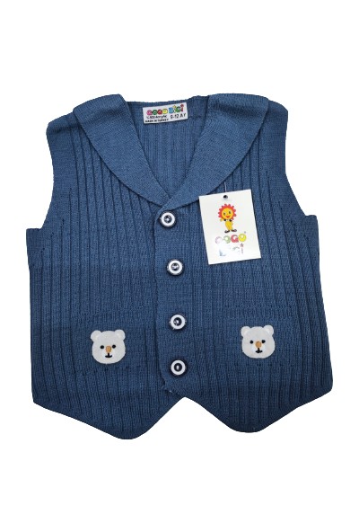 Bebek Fitilli Ayılı Triko Yelek Bebek Fitilli Ayılı Triko Yelek