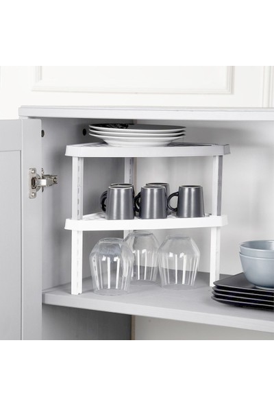 Lira Dolap Içi Düzenleyici Üçgen Ayaklı Raf Yükseltici Tezgah Üstü Raf