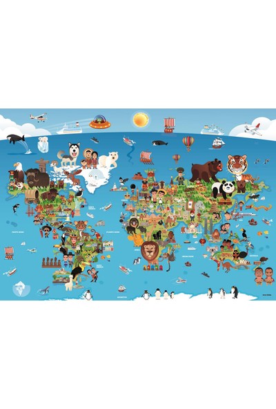 Anatolian Puzzle Karikatür Dünya Haritası 260 Parça Puzzle