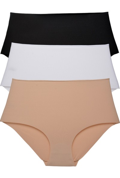 Sensu Kadın Yüksek Bel Lazer Kesim Külot 3 Lü Paket Set - KTS2111