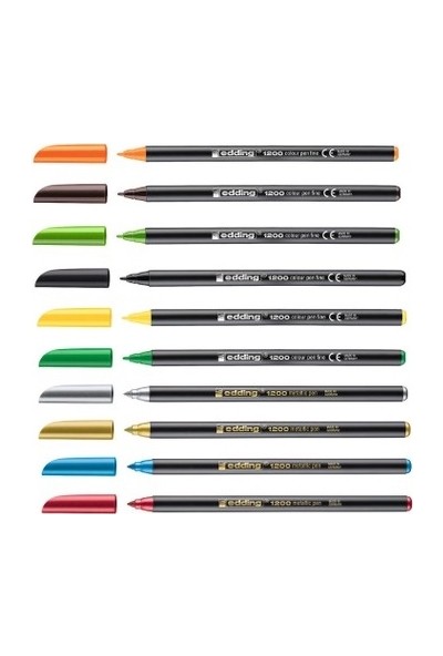 Edding 1200 İnce Kalın Uçlu Keçeli Grafik Kalemi 10'lu Set + Şeffaf Çanta Edding 1200 İnce Kalın Uçlu Keçeli Grafik Kalemi 10'lu Set + Şeffaf Çanta